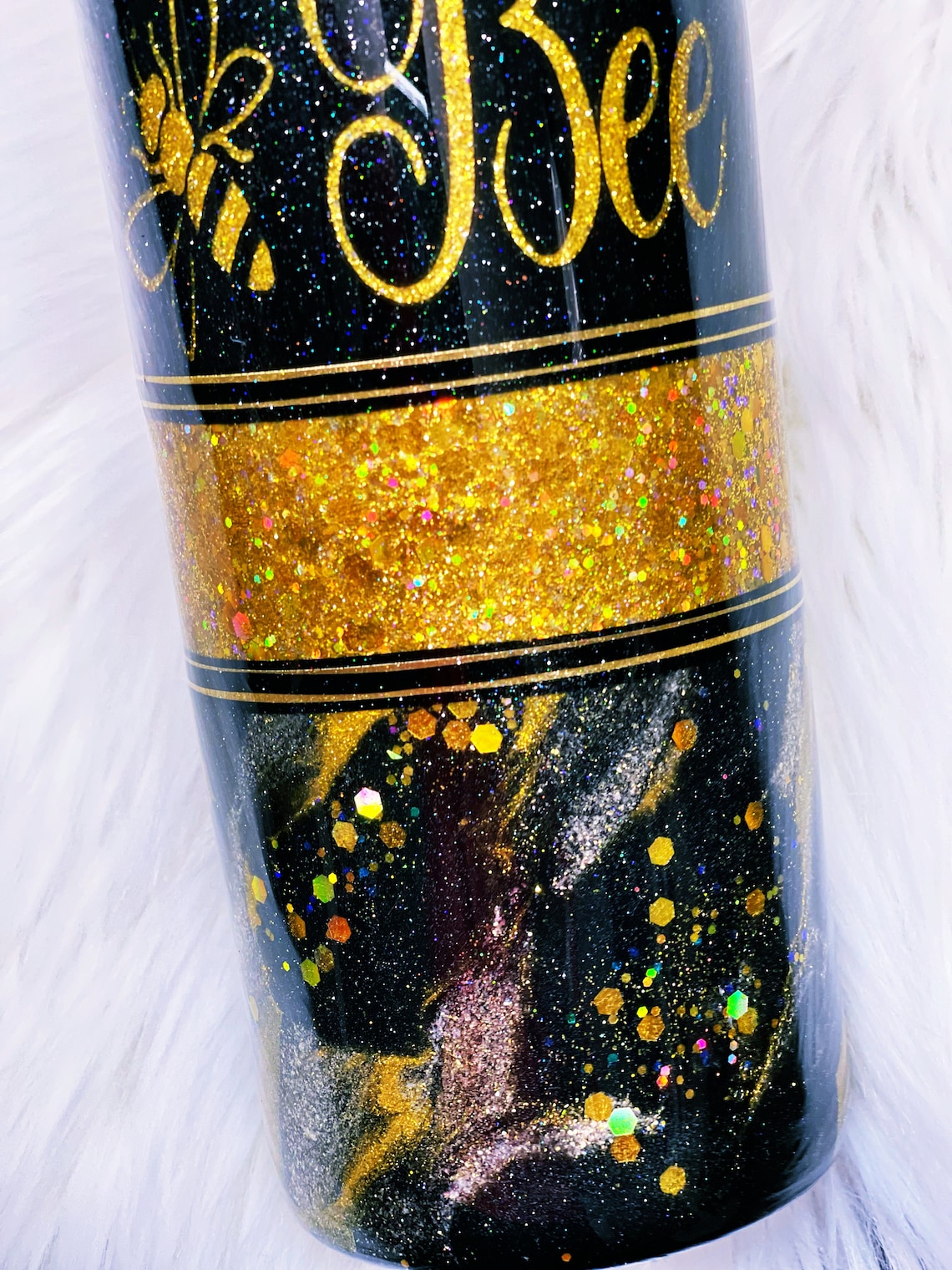 Queen Bee Custom Glitter Peek A Boo 3 Section Marble Stainless - Etsy