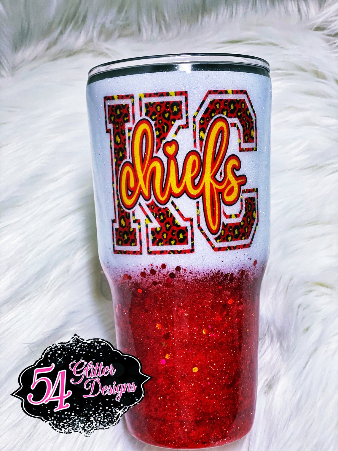 KC Chiefs Leopard Print Custom Glitter Stainless Steel Tumbler Cup - Etsy