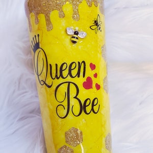 Queen Bee Custom Glitter Tumbler With 3D Crystal Bee, Glitter Honey ...