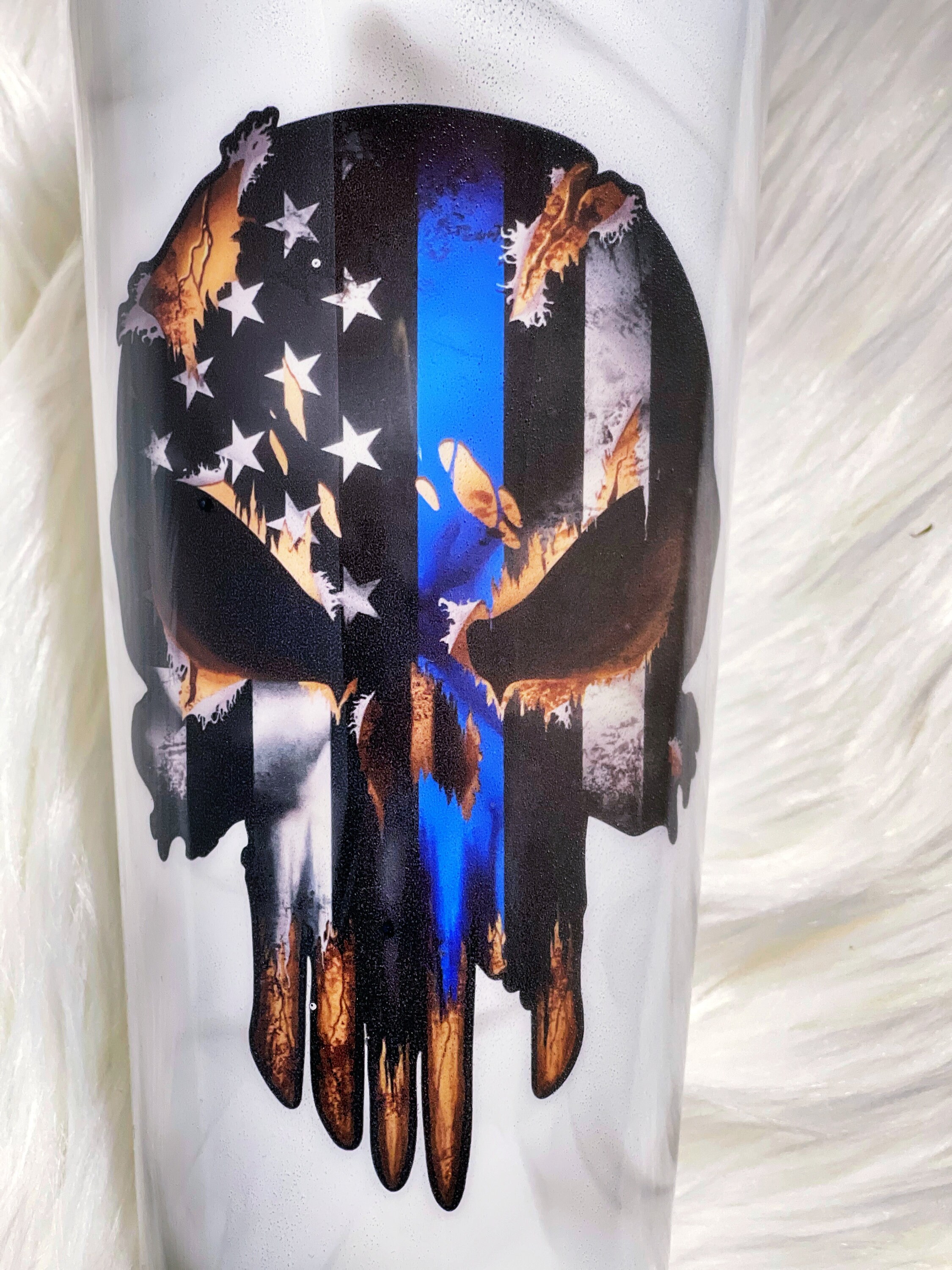 The Punisher Skull Blue Line Police Officer With Smokey - Etsy