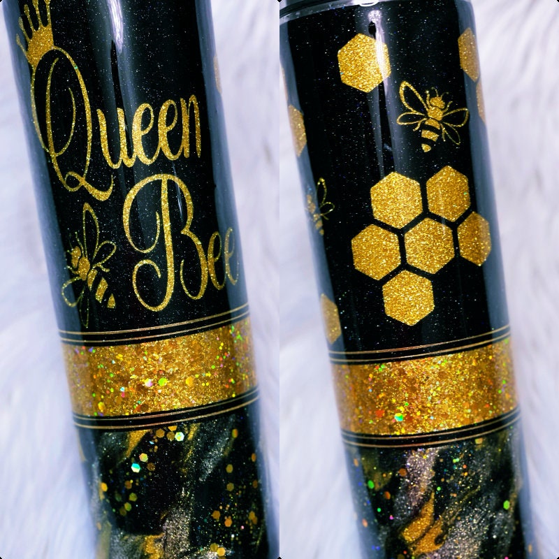 Queen Bee Custom Glitter Peek A Boo 3 Section Marble Stainless Steel ...