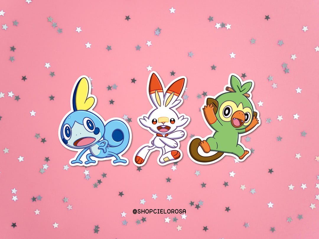 Grookey Sticker Scorbunny Sobble Sticker Waterproof Vinyl Pokemon Decal ...