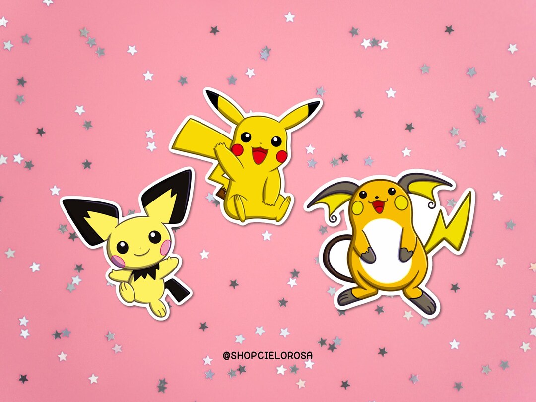 Pichu Sticker Pikachu Raichu Sticker Waterproof Vinyl Pokemon Decal - Etsy