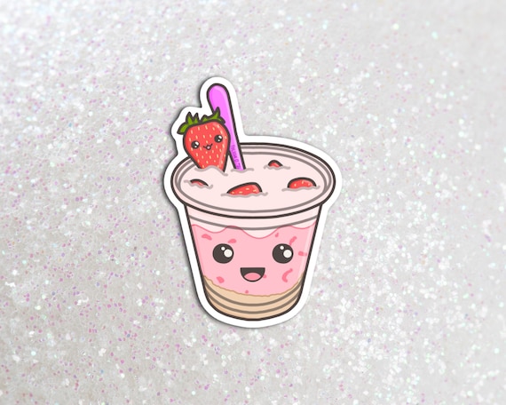 Cute Fresas Con Crema Vinyl Sticker Waterproof Etsy