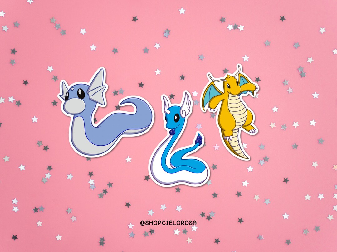 Dratini Sticker Dragonair Dragonite Sticker Waterproof Vinyl Decal - Etsy