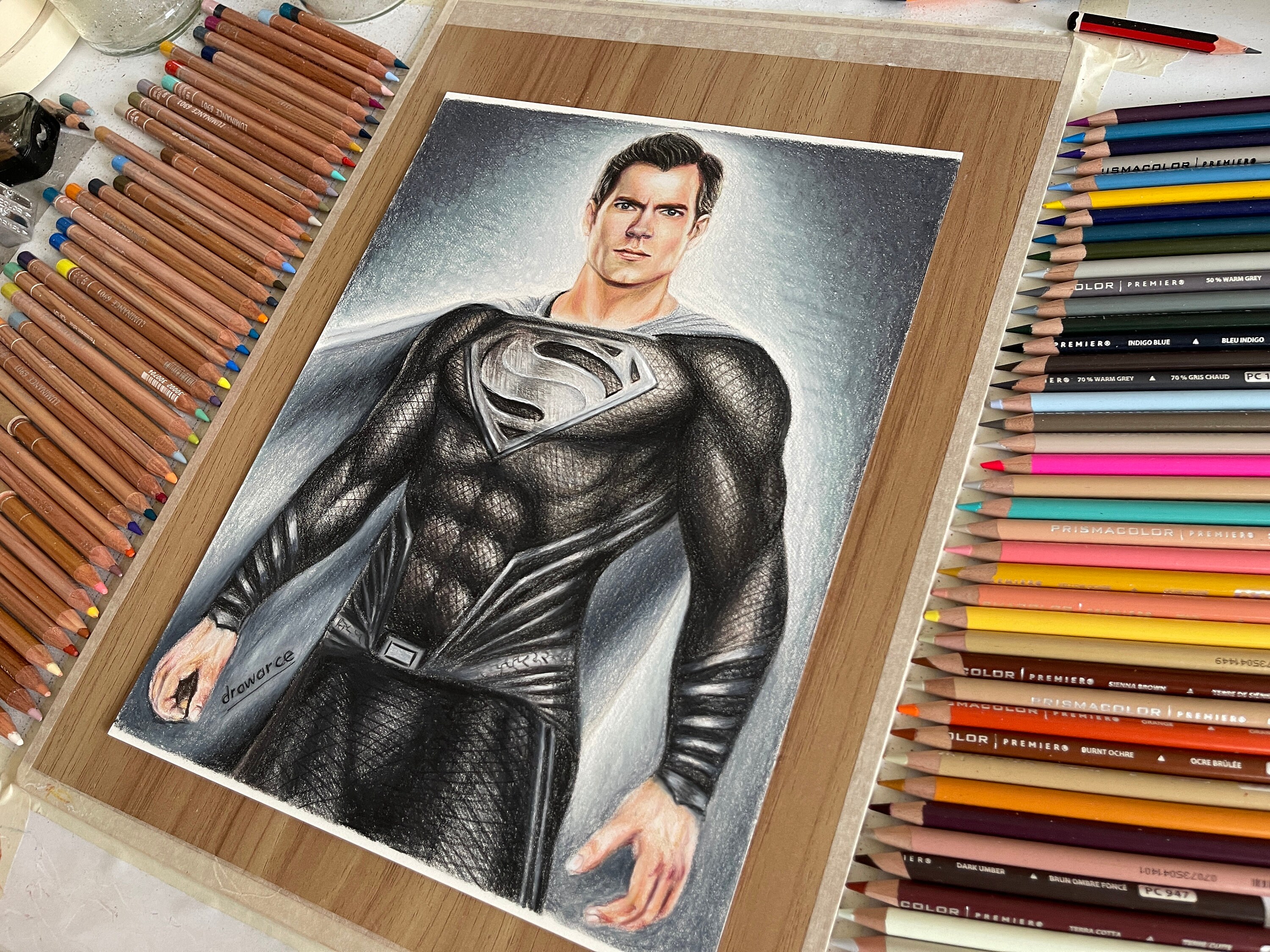 Superman Black Suit,Artwork Professional Hand Drawn Colour Pencil by ...