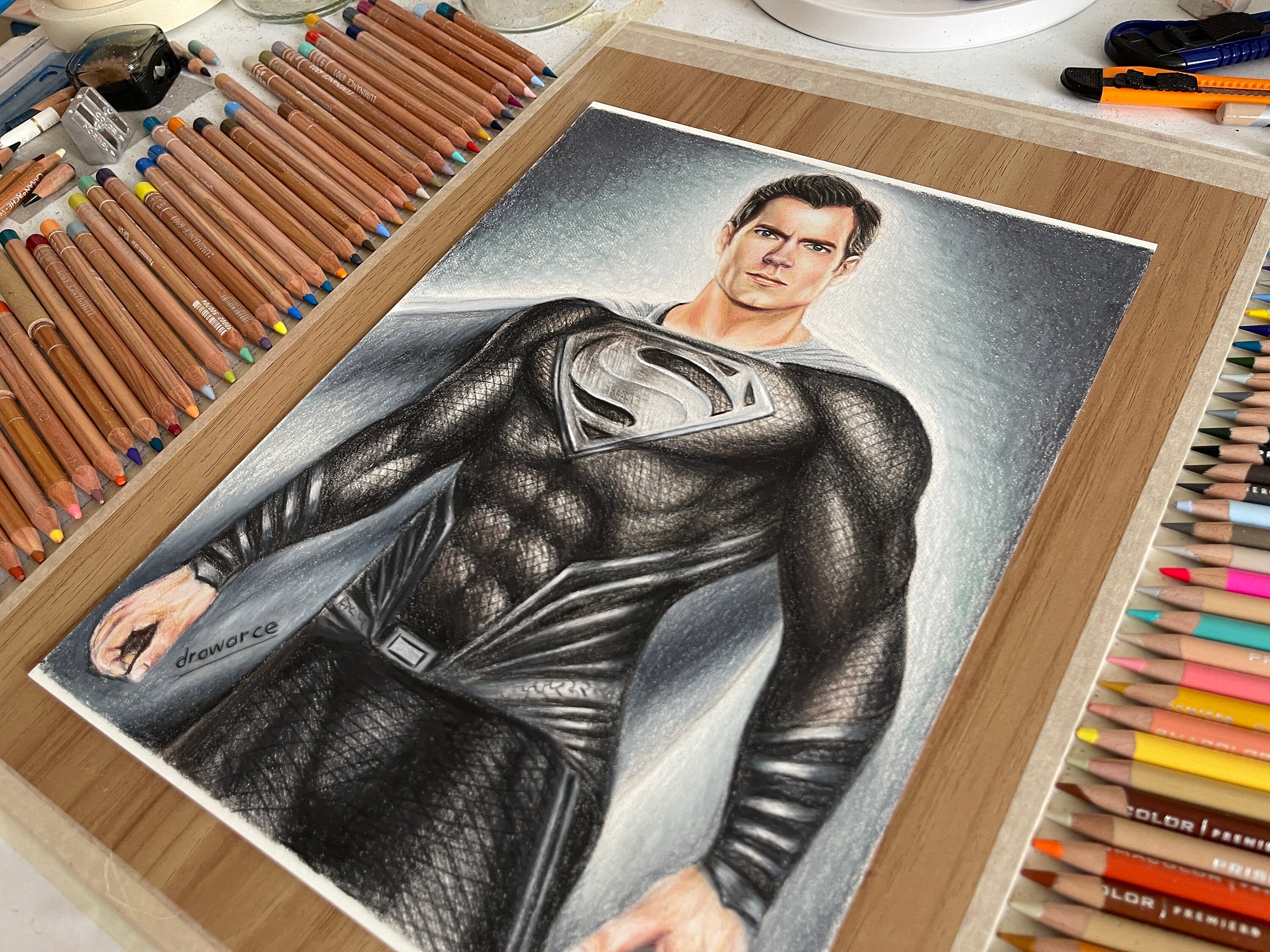 Superman Black Suit,Artwork Professional Hand Drawn Colour Pencil by ...