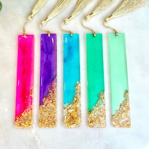Colorful Gold Decorative Epoxy Resin Bookmark - Etsy