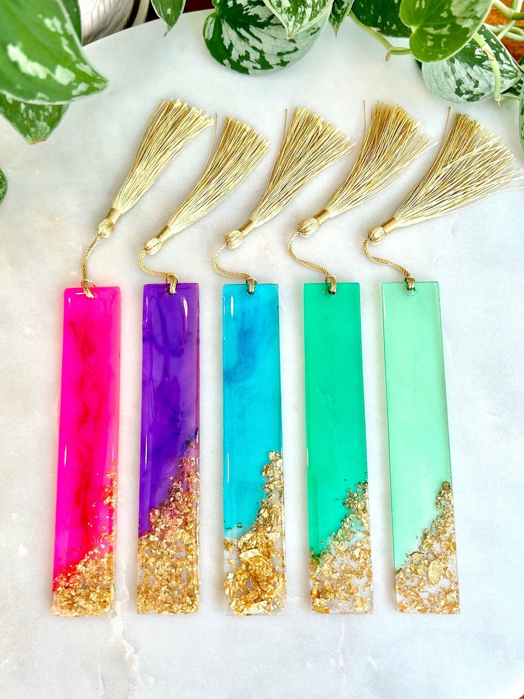 Colorful Gold Decorative Epoxy Resin Bookmark - Etsy