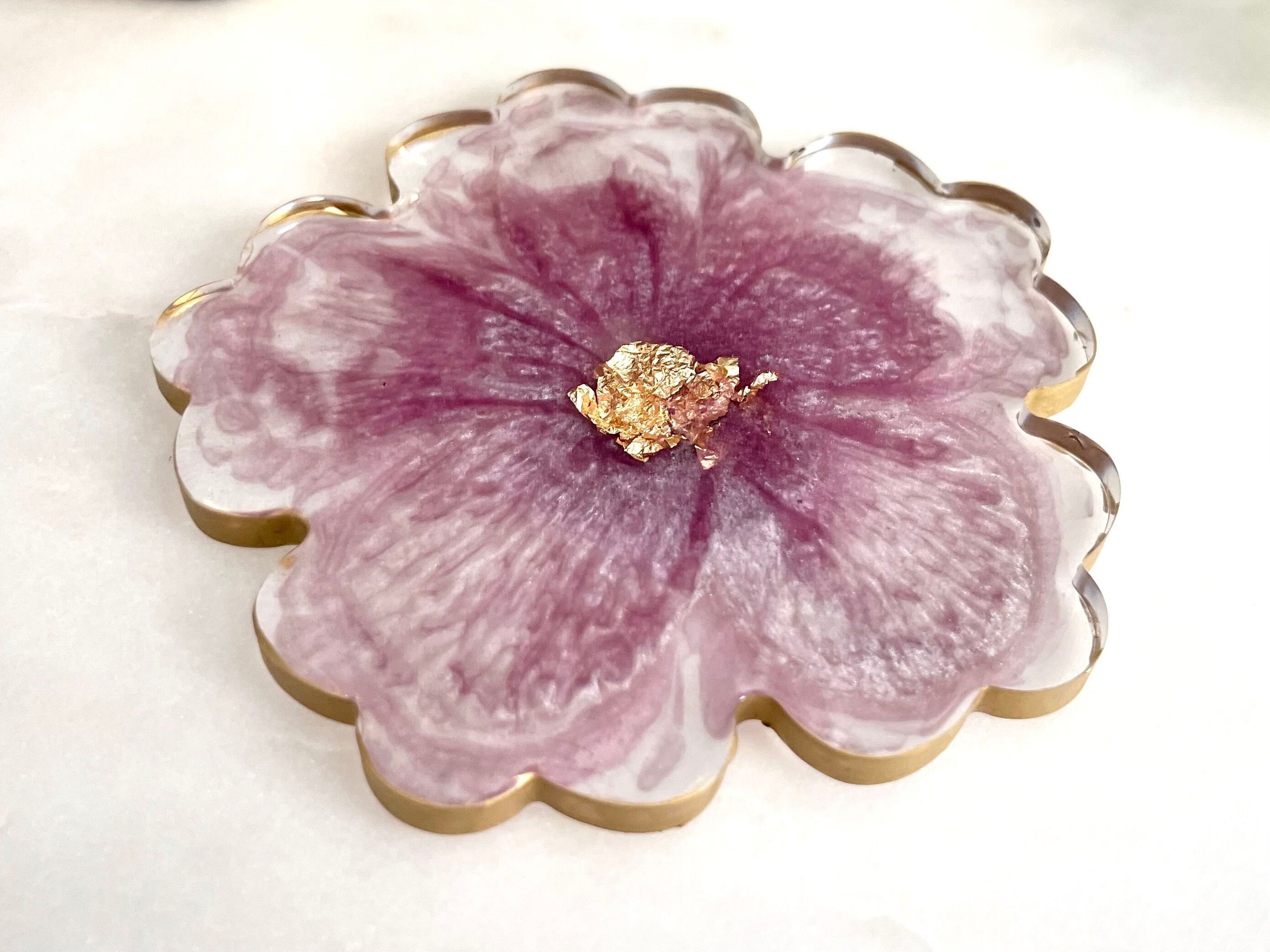 Lavender Haze Decorative Epoxy Resin Flower Shaped Drink Coaster ...