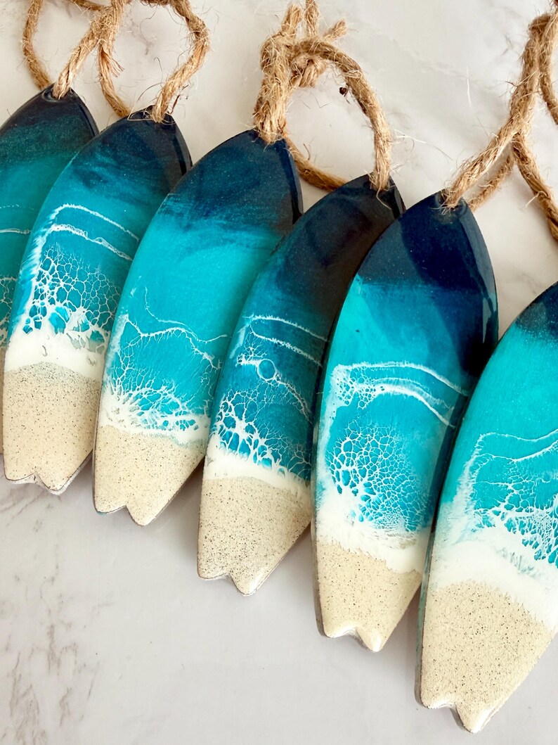 Coastal Holiday Ornament Ocean Wave Surfboard Christmas Tree Ornament ...