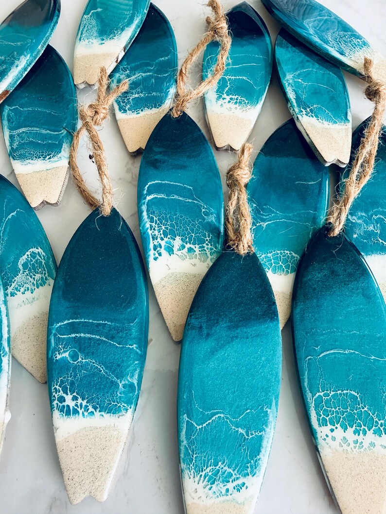 Coastal Holiday Ornament Ocean Wave Surfboard Christmas Tree Ornament ...