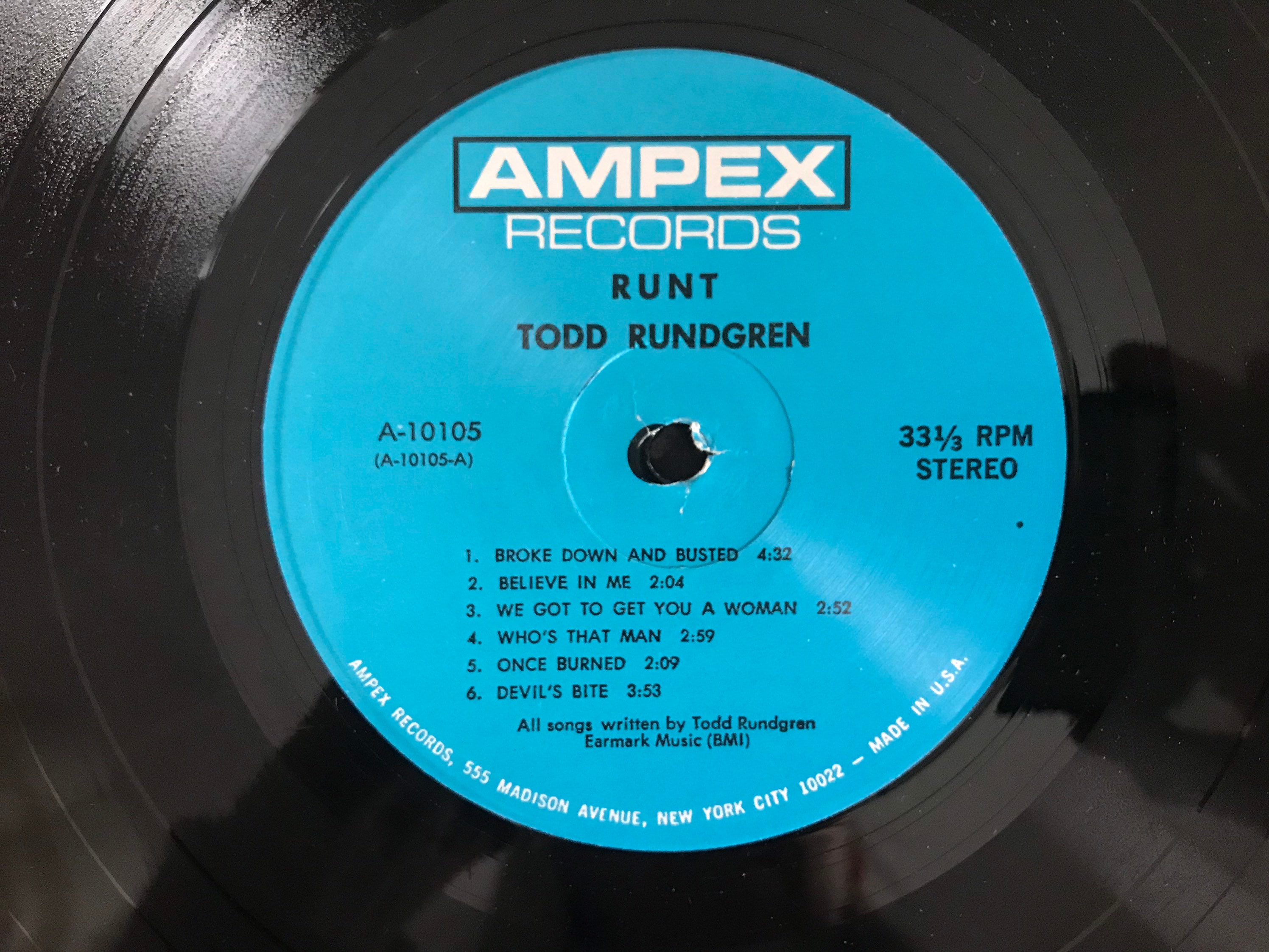 1970 Todd Rundgren runt Vinyl LP on Ampex Records A-10105/stereo With 10 Tracks Long Player - Etsy