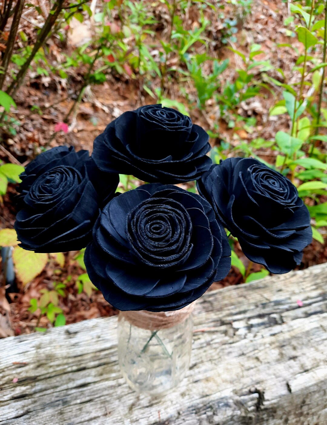 Black Roses ~ Goth Grunge Roses Black Sola Wood Flowers ~ Anniversary ...