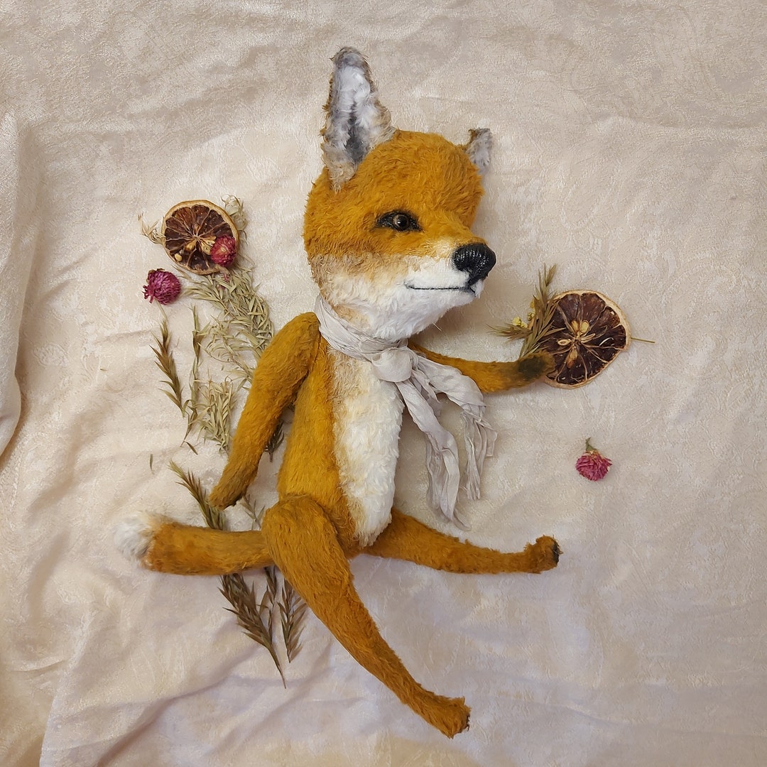 Plush Fox Toy, Vintage Artist Teddy Bear, Vintage Fox Teddy, Teddy Fox ...