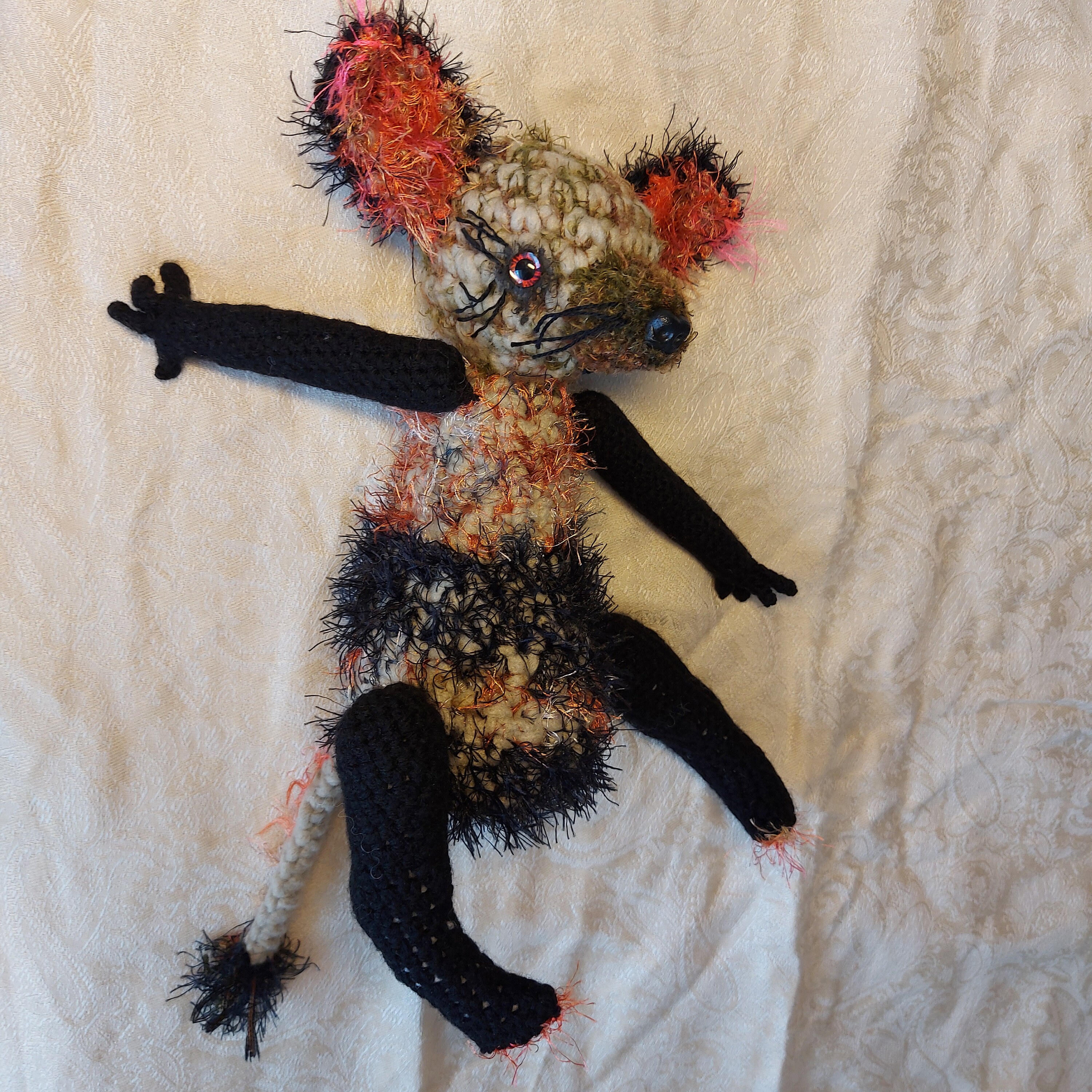 Big Black and Green Crocheted Amigurumi Teddy Bear, Weird Amigurumi ...