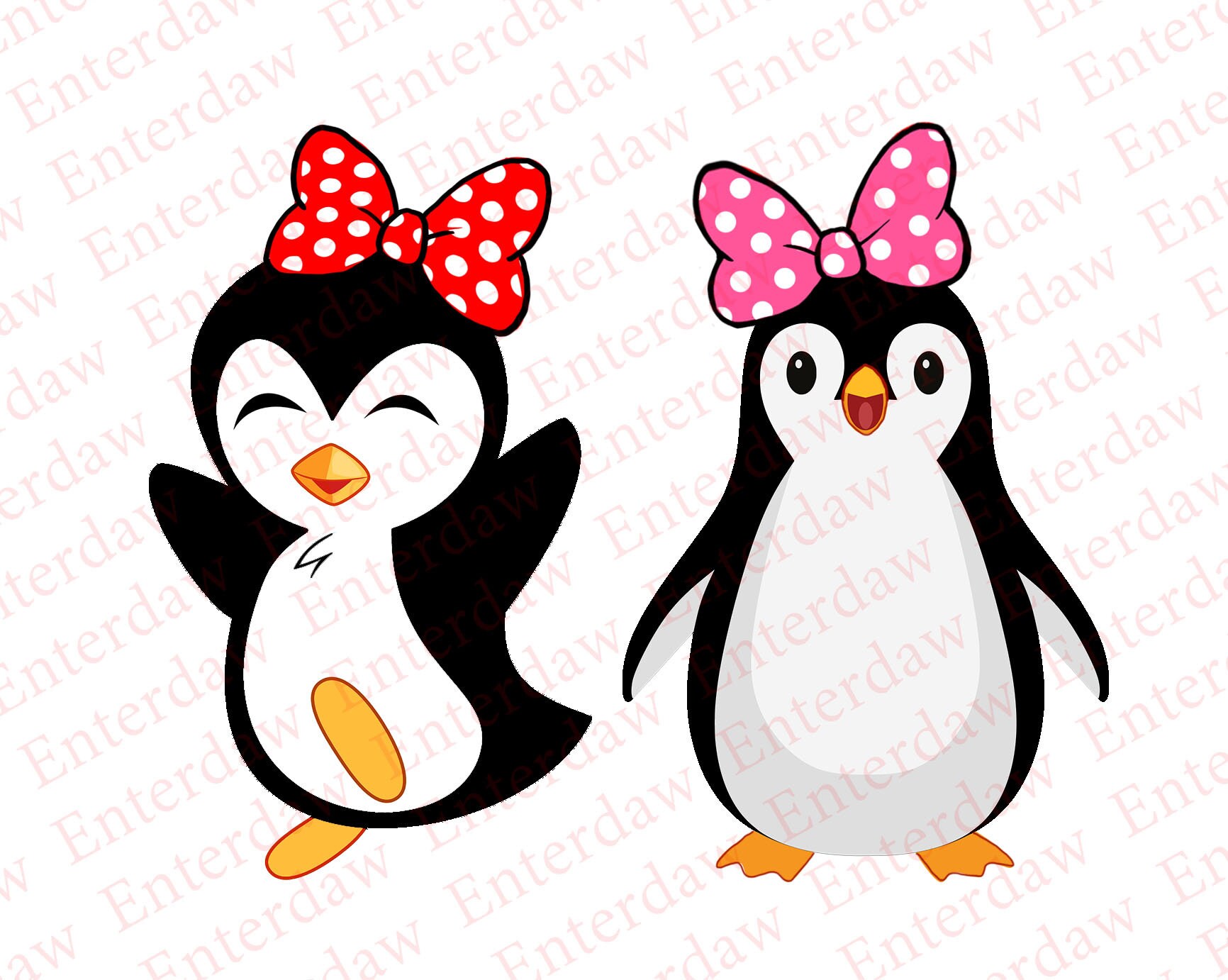 Penguin with bow SVGpng | Etsy