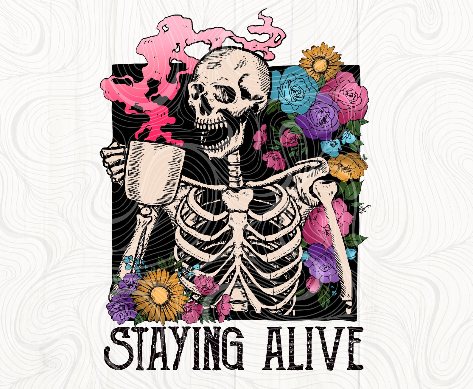 Staying Alive Skeleton Drink Coffee PNG Digital File - Etsy