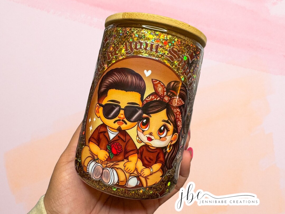 I Can Be Your Superman Cholo Couple Gold Glitter Mixed 17oz Glass ...
