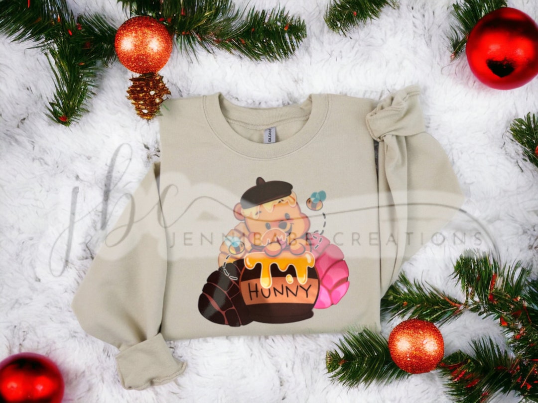 Honey Bear With Concha Sand Color Gildan Crewneck - Etsy