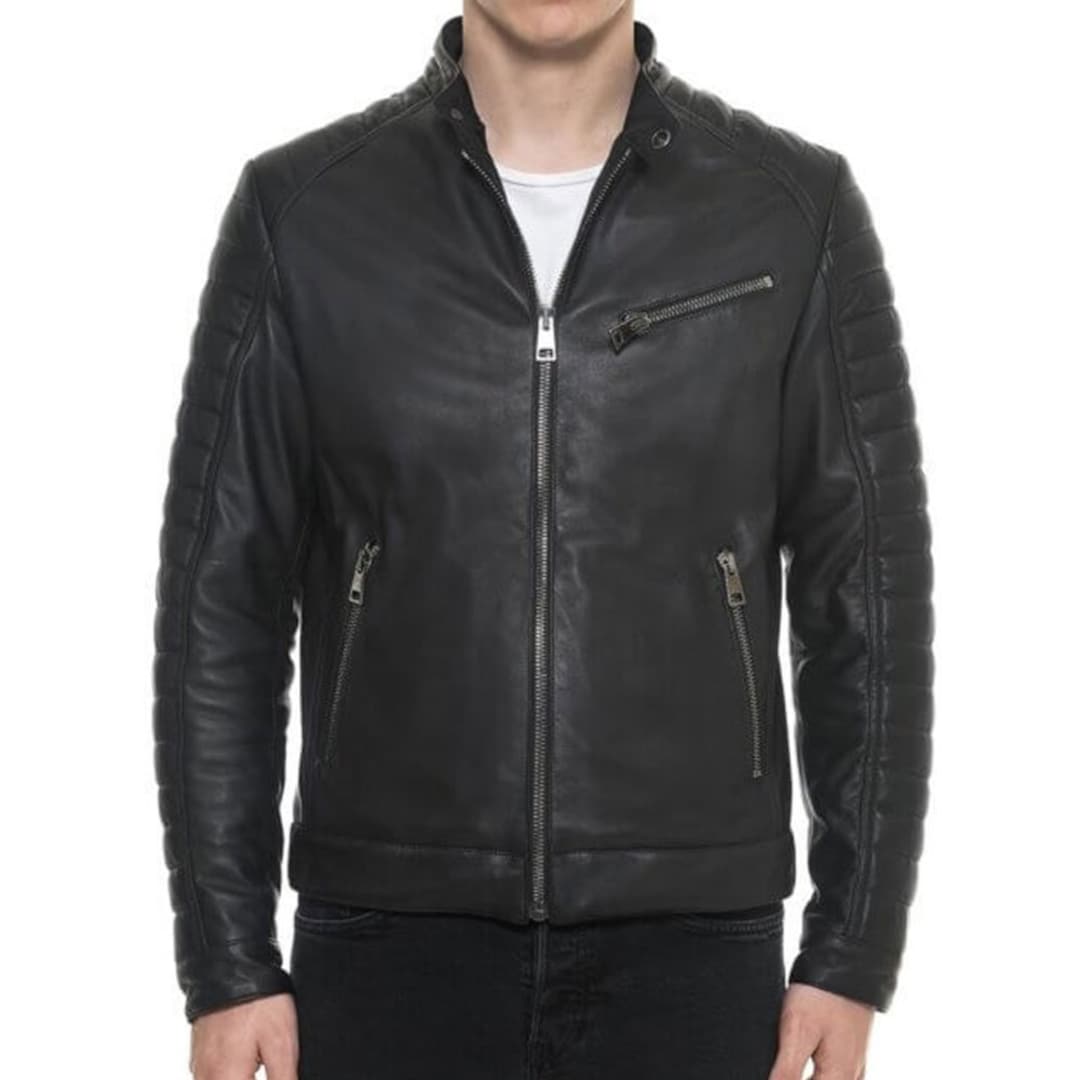 Men's Winter Jacket | Chris Leather Biker Jacket | Warm Soft Zip ...