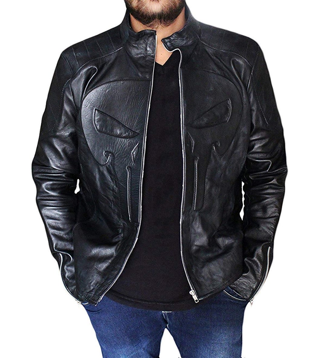 Punisher Skull Leather Jacket | Men's Premium Biker Jacket | Stylish ...