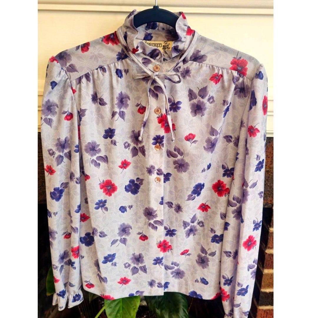 Vintage Cricket Lane Floral Blouse | Purple & Red Prairie Romance - Etsy