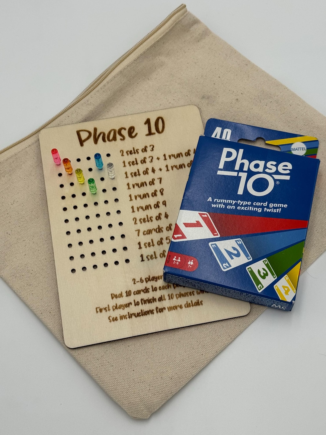 Phase 10 With Laser Engraved Scoreboard, Phase 10 to Go, Travel Phase ...