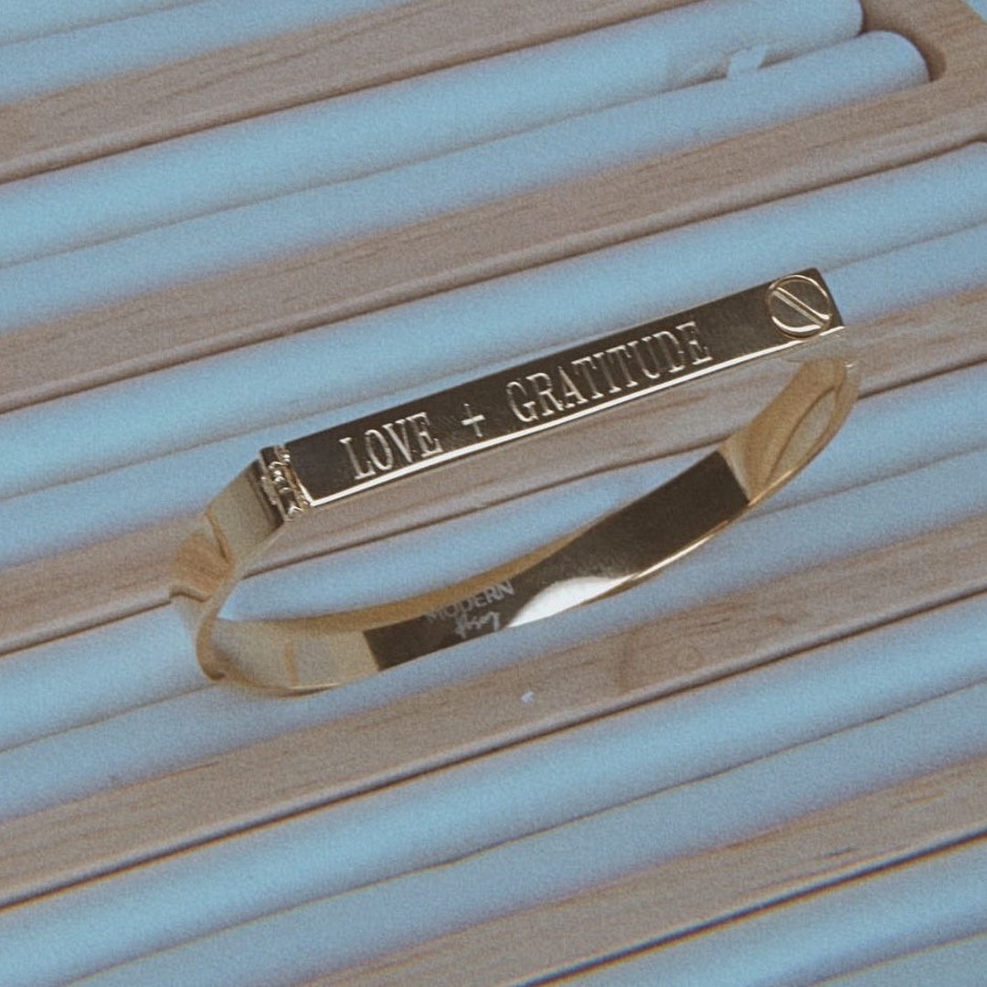 Gold Filled Love Gratitude Bracelet W/ Screwdriver Bangle Modern Posey ...