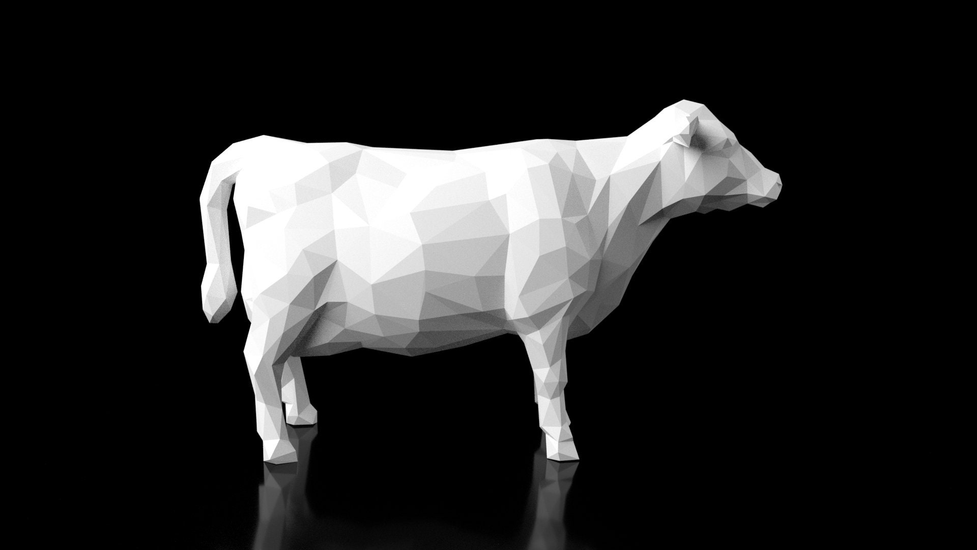Cow Low Polygonal Digital Figure STL File for 3D Print Machine. CNC ...