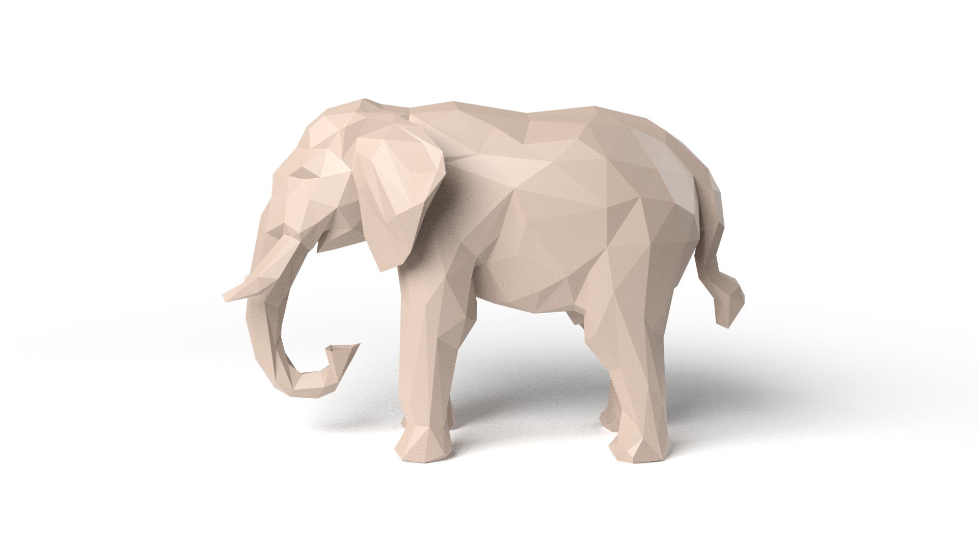 Elephant Low Polygonal 3D Model Digital Figure STL File for 3D Print ...
