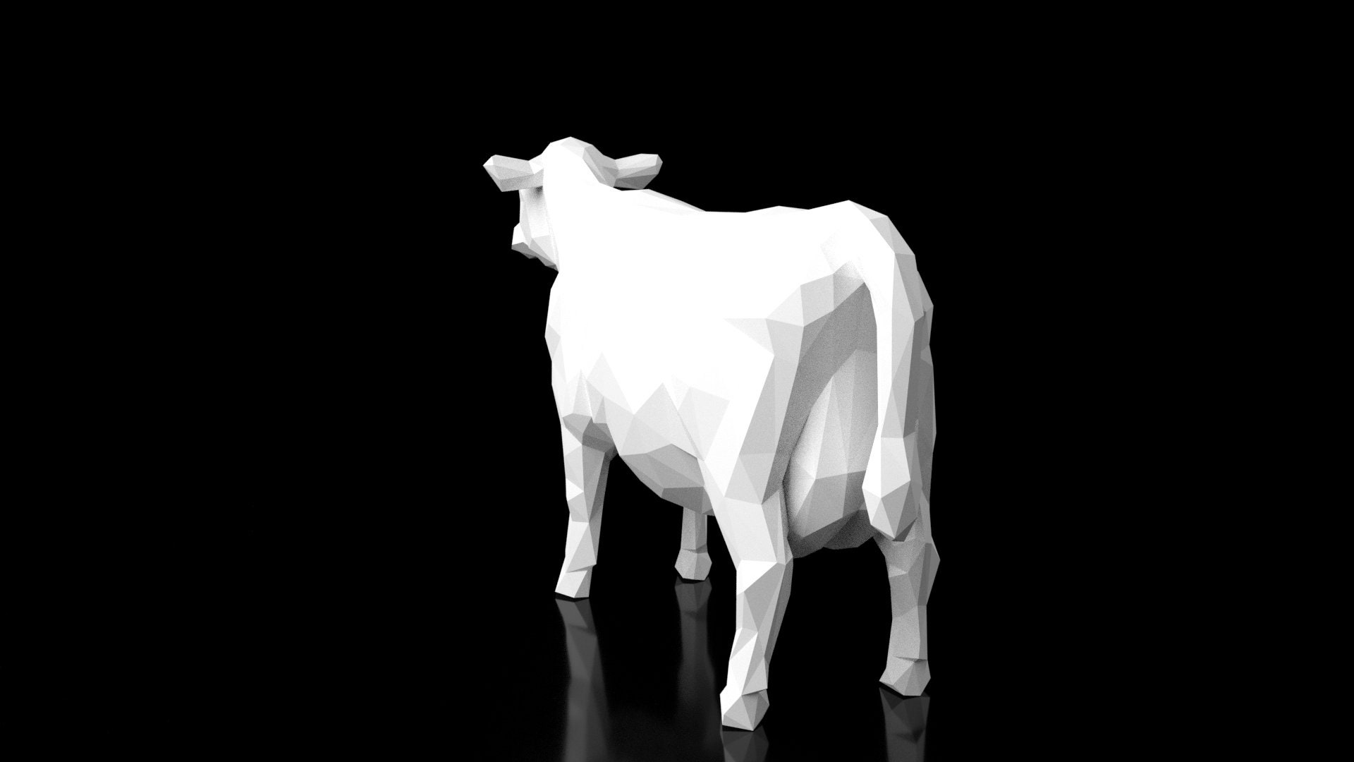 Cow Low Polygonal Digital Figure STL File for 3D Print Machine. CNC ...
