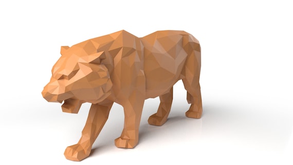 Tiger Low Polygonal Digital Figure STL File for 3D Print - Etsy