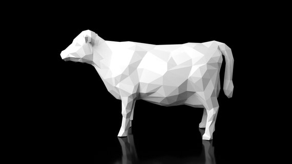 Cow Low Polygonal digital figure STL file for 3D print | Etsy