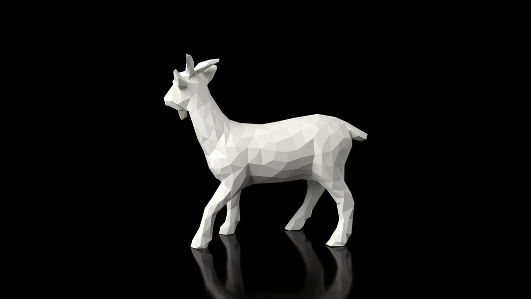 Goat Low Polygonal Digital Figure STL File for 3D Print Machine. CNC ...