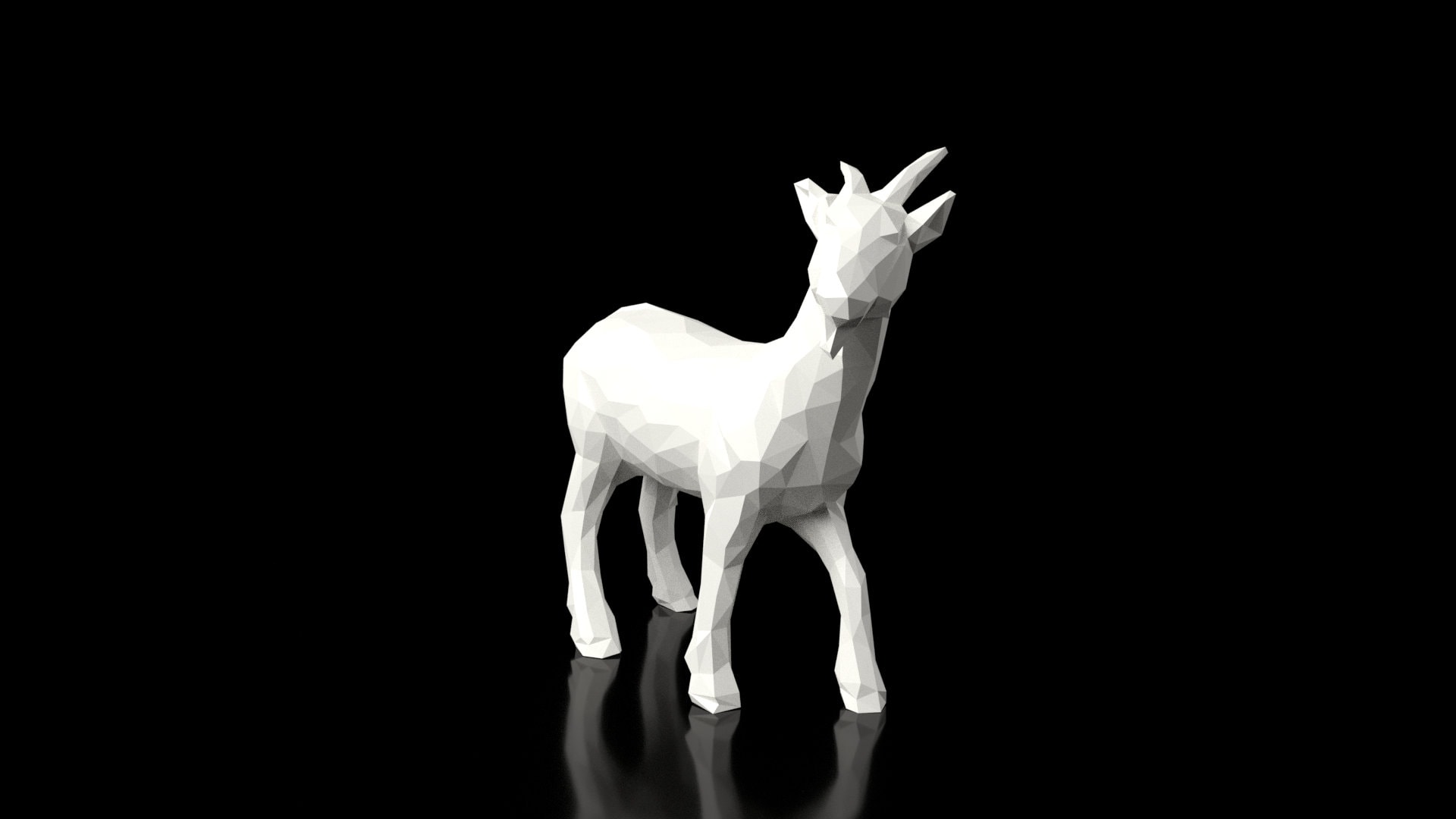 Goat Low Polygonal Digital Figure STL File for 3D Print Machine. CNC ...