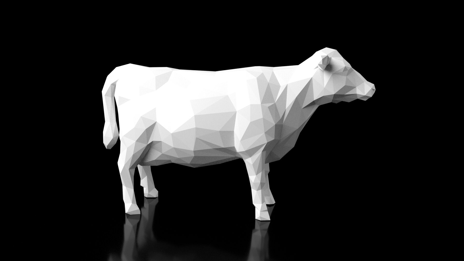 Cow Low Polygonal Digital Figure STL File for 3D Print Machine. CNC ...