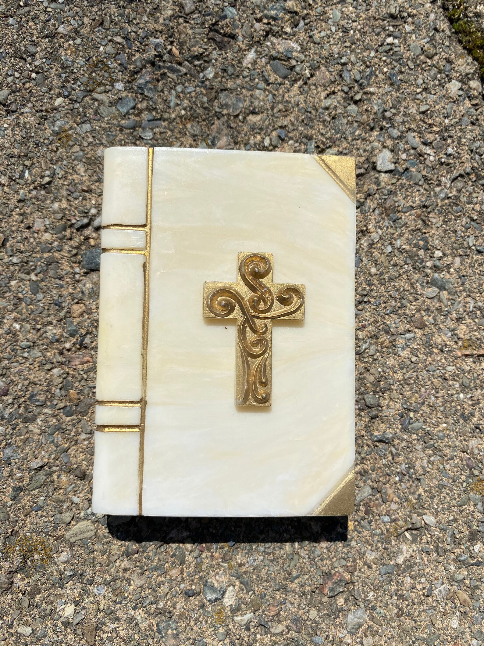 Vintage 1970s Small Gold and White Plastic Bible Handwritten | Etsy