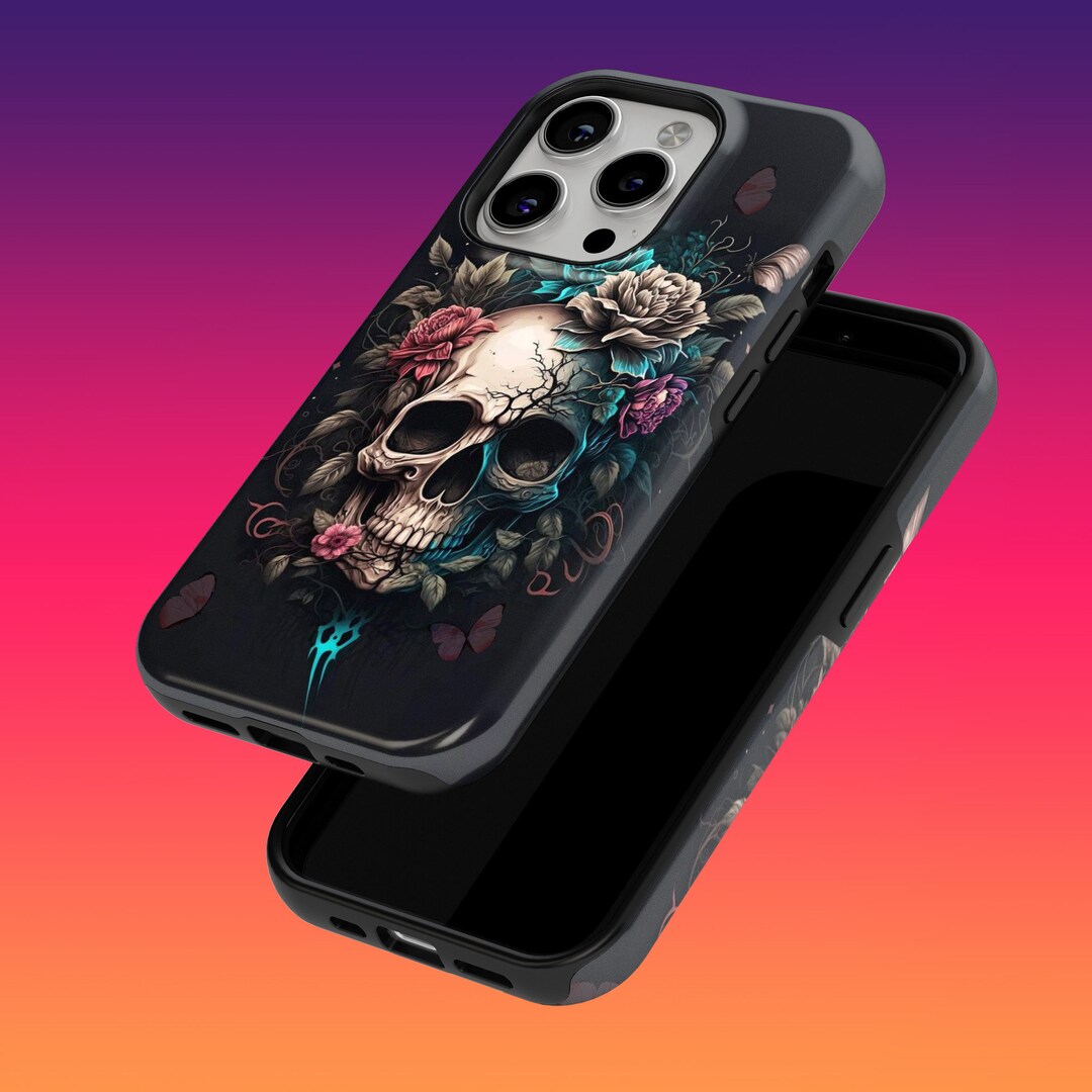 Tough Sugar Skull Phone Case Decorative Skull Phone Cover for iPhone 15 ...
