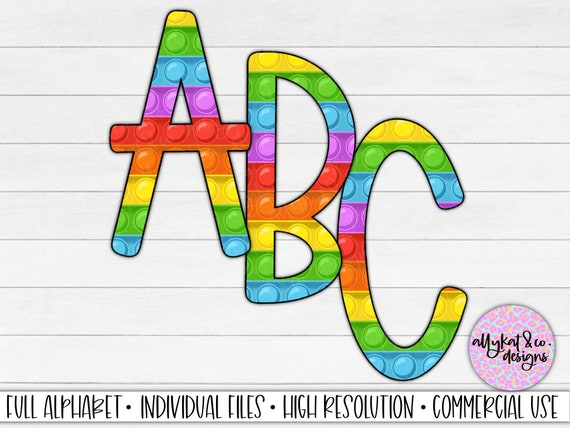 Pop It Fidget Toy Sublimation Alphabet Sublimation Letters - Etsy