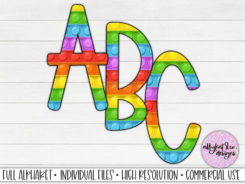 Pop It Fidget Toy Sublimation Alphabet Sublimation Letters - Etsy