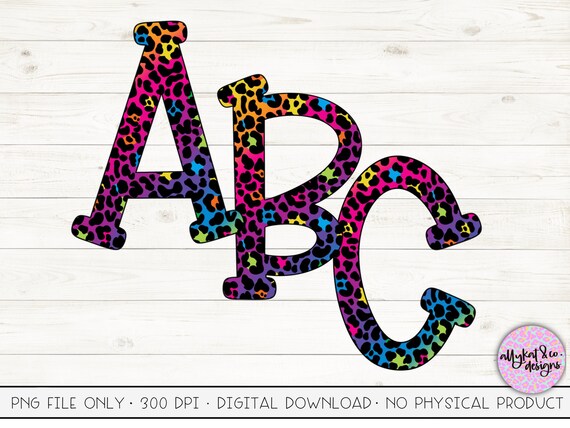 Rainbow Leopard Sublimation Alphabet Sublimation Letters A-Z | Etsy