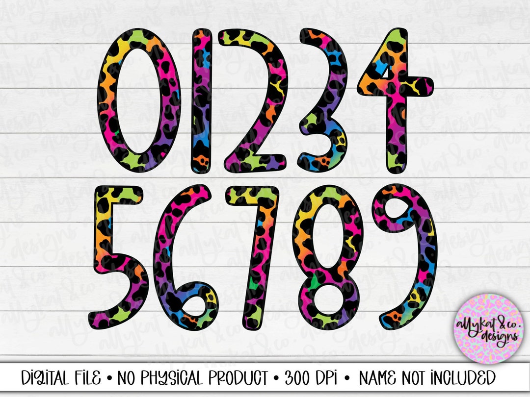 Rainbow Leopard Print Numbers 0-9 (digital Download) - Etsy