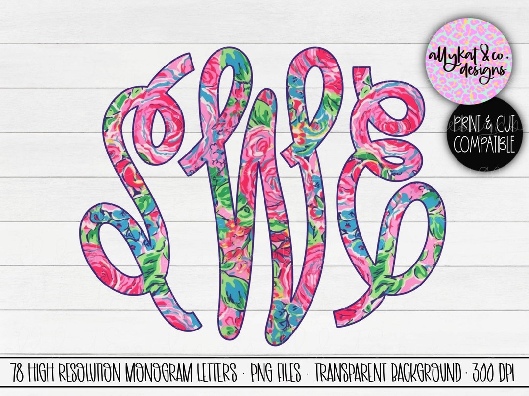 Floral Cursive Monogram Letters: Summer Roses PNG (digital Download) - Etsy