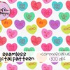 Retro Rainbow Pattern Digital Papers, Hand Drawn Patterns, Digital ...