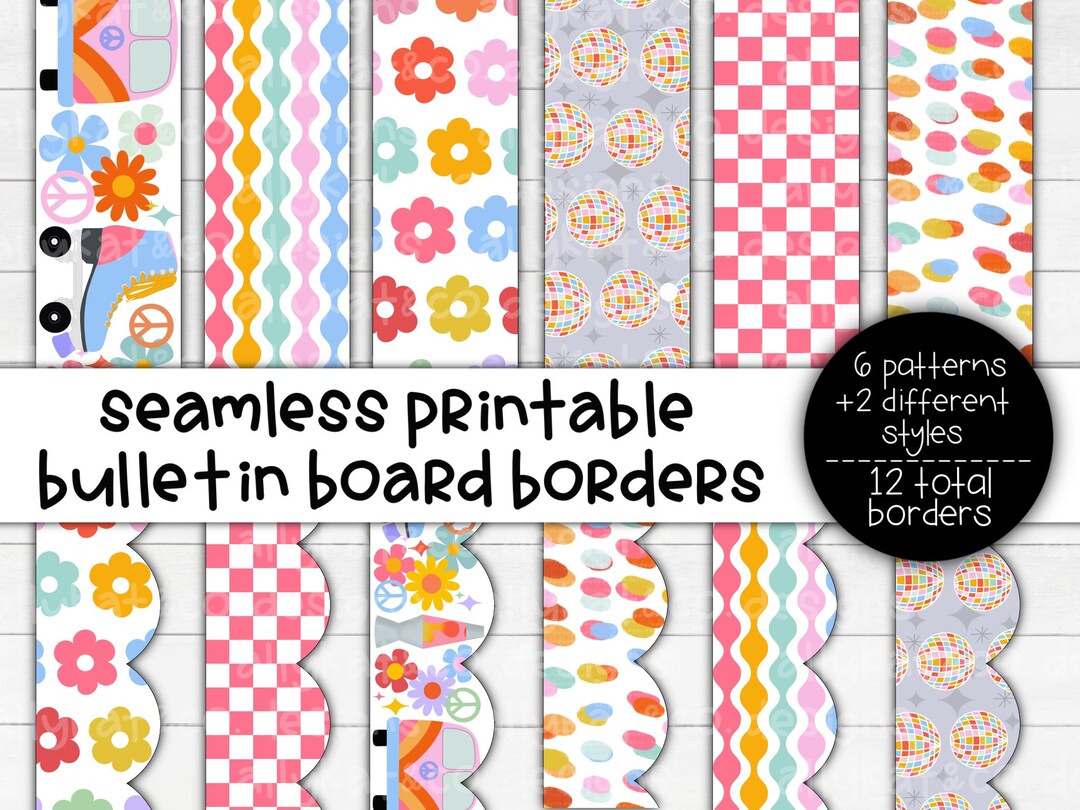 Retro Groovy Printable Bulletin Board Borders | Printable Classroom ...