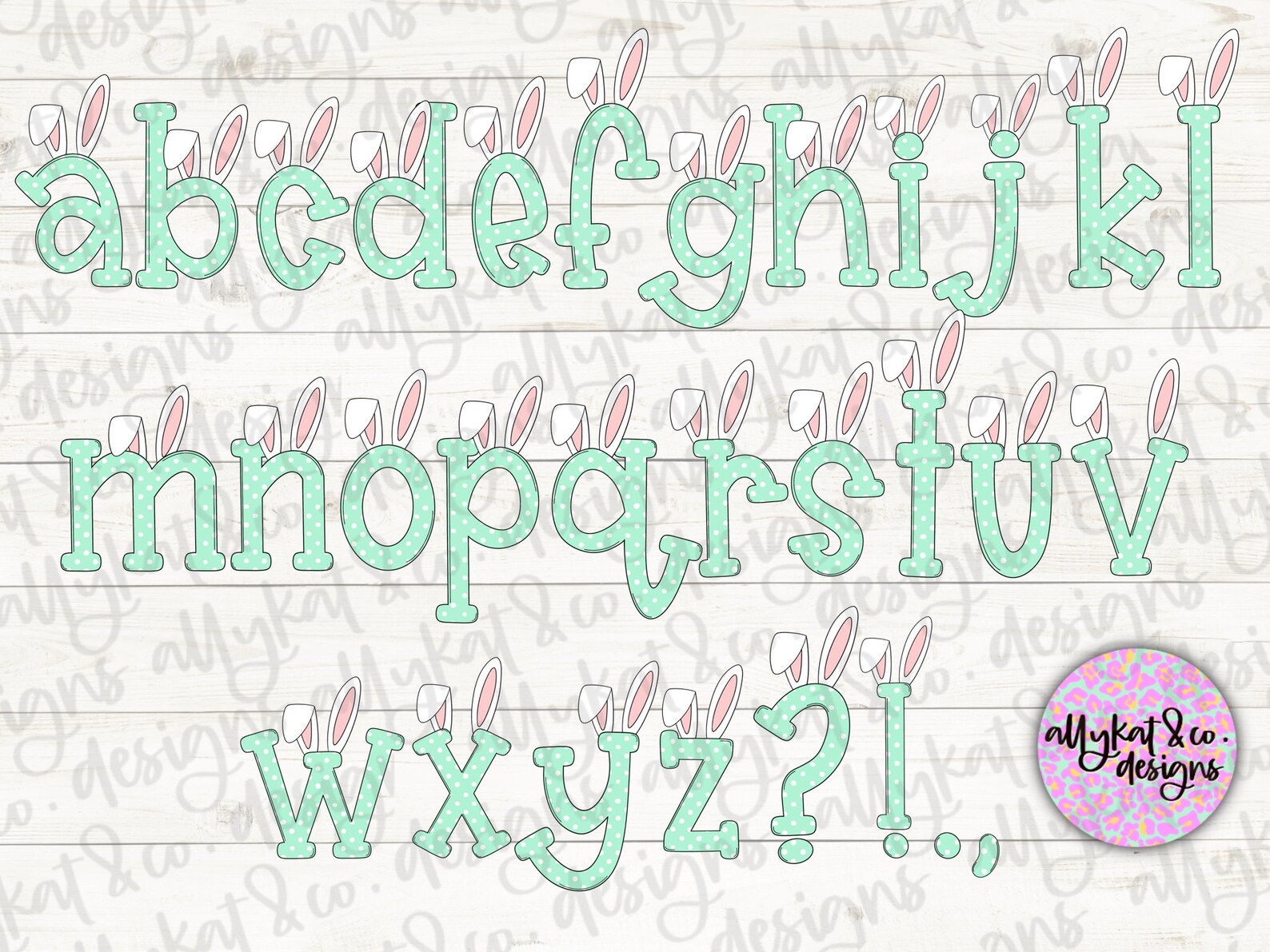 Easter Bunny Ears Alphabet Bunny Ears Doodle Letters Lower | Etsy