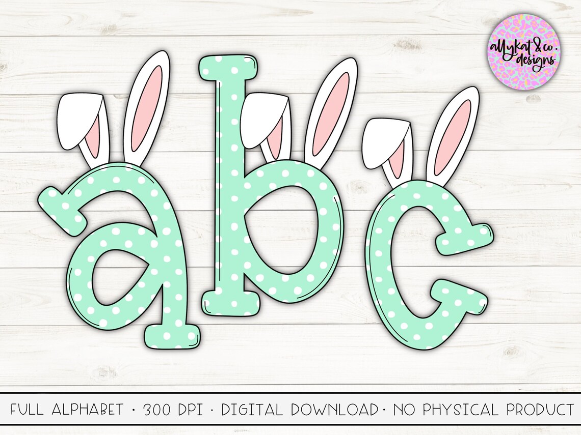 Easter Bunny Ears Alphabet Bunny Ears Doodle Letters Lower | Etsy