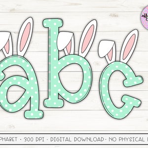 Easter Bunny Ears Alphabet, Bunny Ears Doodle Letters, Lower Case Full ...