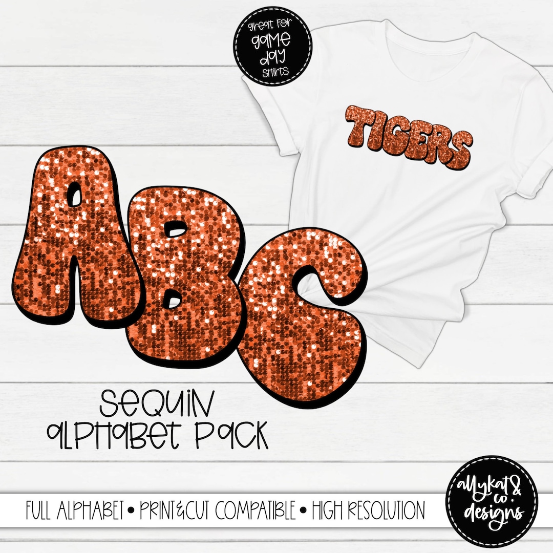 Orange Sequin Letters Alphabet PNG, Sublimation Letters, A-Z Upper Case ...
